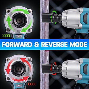 LAKIX 1/2 Impact Wrench Cordless, Impact Gun Torque 480 Ft-lbs(650N.m) 3300RPM with Brushless Motor, 21V 4.0 Li-ion Battery, 3 Extension Bars and 5 Sockets