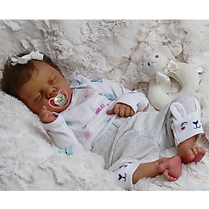 iCradle Black Realistic Reborn Baby Dolls Girls 18 Inch African American Lifelike Sleeping Newborn Baby Doll Gift Set