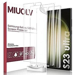 MIUOLV for Galaxy S23 Ultra Screen Protector, [3 Pack] Samsung Galaxy S23 Ultra Screen Protector, Soft EPU [Not Glass] Hydrogel Film Full Covered, High Definition, Scratch Self Recovery, Bubble Free