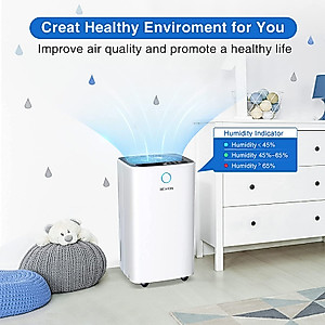 SEAVON 2,000 Sq. Ft Dehumidifiers with Pump for Home and Basements, with 2L Water Tank, Ideal for Bedroom, Bathroom, Intelligent Humidity Control, Continuous Drainage for Living Room/Closet