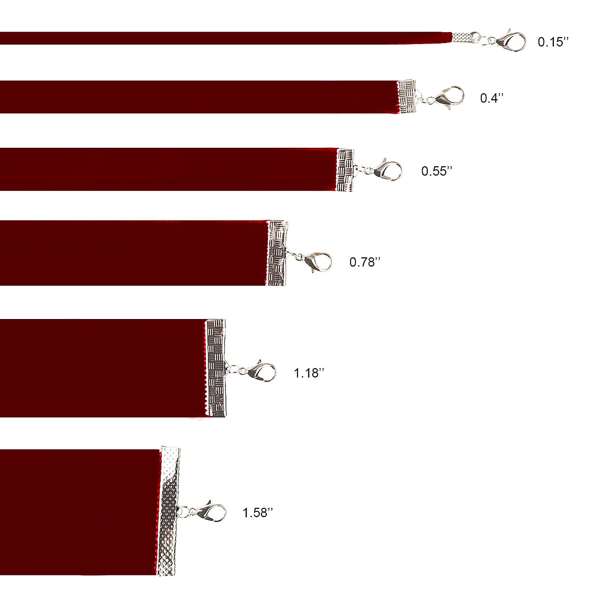 iuviwey Versatile Red Velvet Choker Set - 6-Piece Variety Pack of Adjustable Necklaces - Classic to Bold Widths for Every Style (Claret Red)