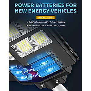 A-ZONE 600W Solar Street Lights Outdoor - 60000LM High Brightness Dusk to Dawn LED Lamp, with Motion Sensor and Remote Control, for Parking Lot, Yard, Garden, Patio, Stadium, Piazza (2 Packs)