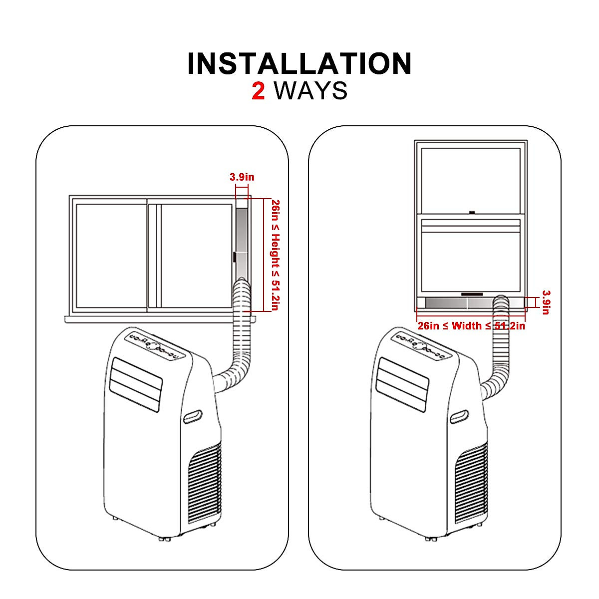 Forestchill Portable Air Conditioner Window Kit Replacement, Adjustable Window Sealing Plate, Max length 51.2 in