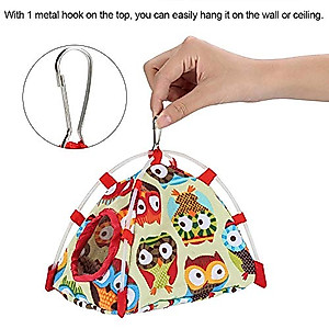 Sheens Parrot Hut Windproof House Bird Hanging Hammock Toy for Parakeet Cockatiel Cockatoo Conure(Owl S)