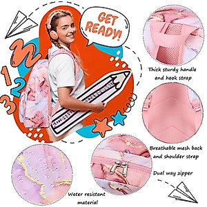 Jumpopack School Backpack for Girls Backpack with Lunch Box - Elementary to Middle School Bag Kids Teen Girl Bookbag,Marble Pink