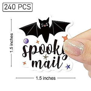 240 PCS Bat Spooky Mail Stickers,Funny Small Business Envelopes Stickers for Business Packages/Handmade Goods/Bags,Halloween Theme Small Shop Business Stickers for Envelopes Seals