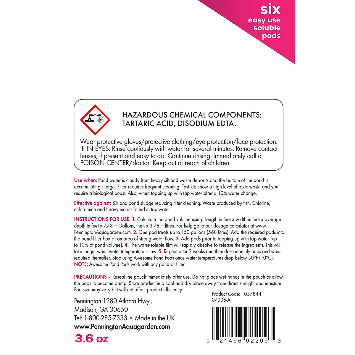 Pennington Aquagarden Awesome Pond Pods, Eats Pond Sludge, Makes Tapwater Safe, Reduces Filter Cleaning - 6 Pack,Brown