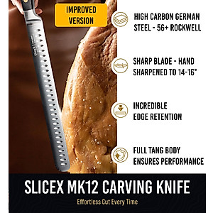 Bright Hobby Meat Carving Knife - Razor Sharp 12 in Large Slicer for Meat, Slicing Cutting, Brisket, Beef, BBQ, Ham etc. The Best Brisket Knife, White, (SK-001)