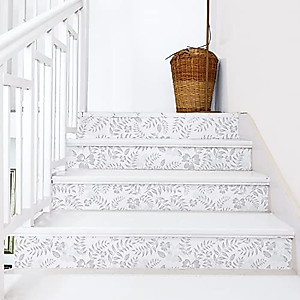 VEELIKE Grey Floral Peel and Stick Wallpaper Boho Breezy Leaves Floral Wallpaper 17.7''x118'' Removable Floral Wallpaper Self Adhesive Grey Contact Paper for Bathroom Walls Cabinets Drawer Liners