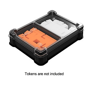 UniqTraySystem 5-Pack Token Two-Cell Box for Board Game Pieces, Meeples, Dice, Tokens (5 modular trays with a transparent removable lid)