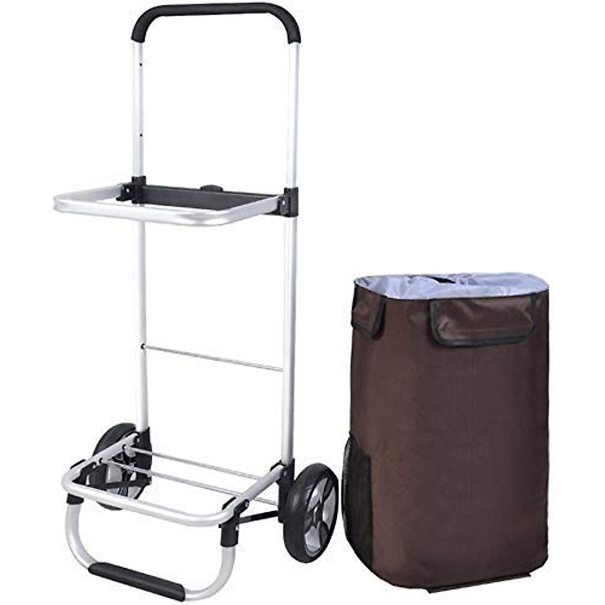 Shopping Trolley on Wheels Multi Function Shopping Cart Folding Portable Climbing Stair Trolley Trailer,Insulation Trolley Frame Drawstring Sealing Storage Hand Trucks,