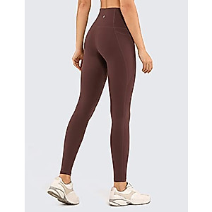 CRZ YOGA Womens Butterluxe Workout Leggings 28 Inches - High Waisted Gym Yoga Pants with Pockets Running Buttery Soft Taupe Large