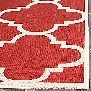 SAFAVIEH Courtyard Collection 2'3' x 12' Red CY6243 Moroccan Trellis Indoor/ Outdoor Patio Backyard Mudroom Runner Rug