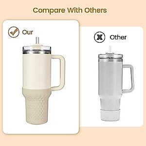 GardTok Silicone Boot Cover for Stanley Cup Accessories,Silicone Water Bottle Sleeve for Stanley Quencher H2.0 and Quencher Adventure Tumbler 40 oz Cup - Water Bottle Cover (Cream, 40oz)