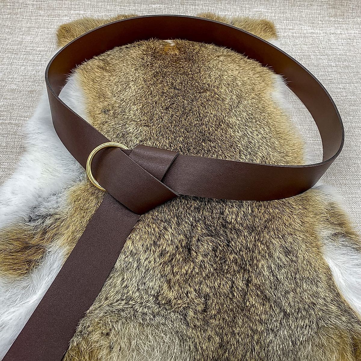 HiiFeuer Medieval Ring Belt with Vintage Belt Bag, Retro Renaissance Middle Ages Faux Leather Belt and Belt Pouch, Portable Side Pack Set for LARP Ren Faire