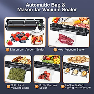 AllToU Vacuum Sealer, Food Saver Vacuum Sealer Machine, Sealer Machine Mini for Food Storage Dry and Moist Food Modes Compact,Mason Jar Vacuum Sealer