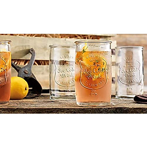 Glaver's Drinking Glasses Set of 4, Vintage Italian Style – Elegant 20 Oz Clear Tumbler Glassware Set– Genuine Artisan-Made for, Refreshing Drinks, Beverages, Cocktails. Dishwasher Safe