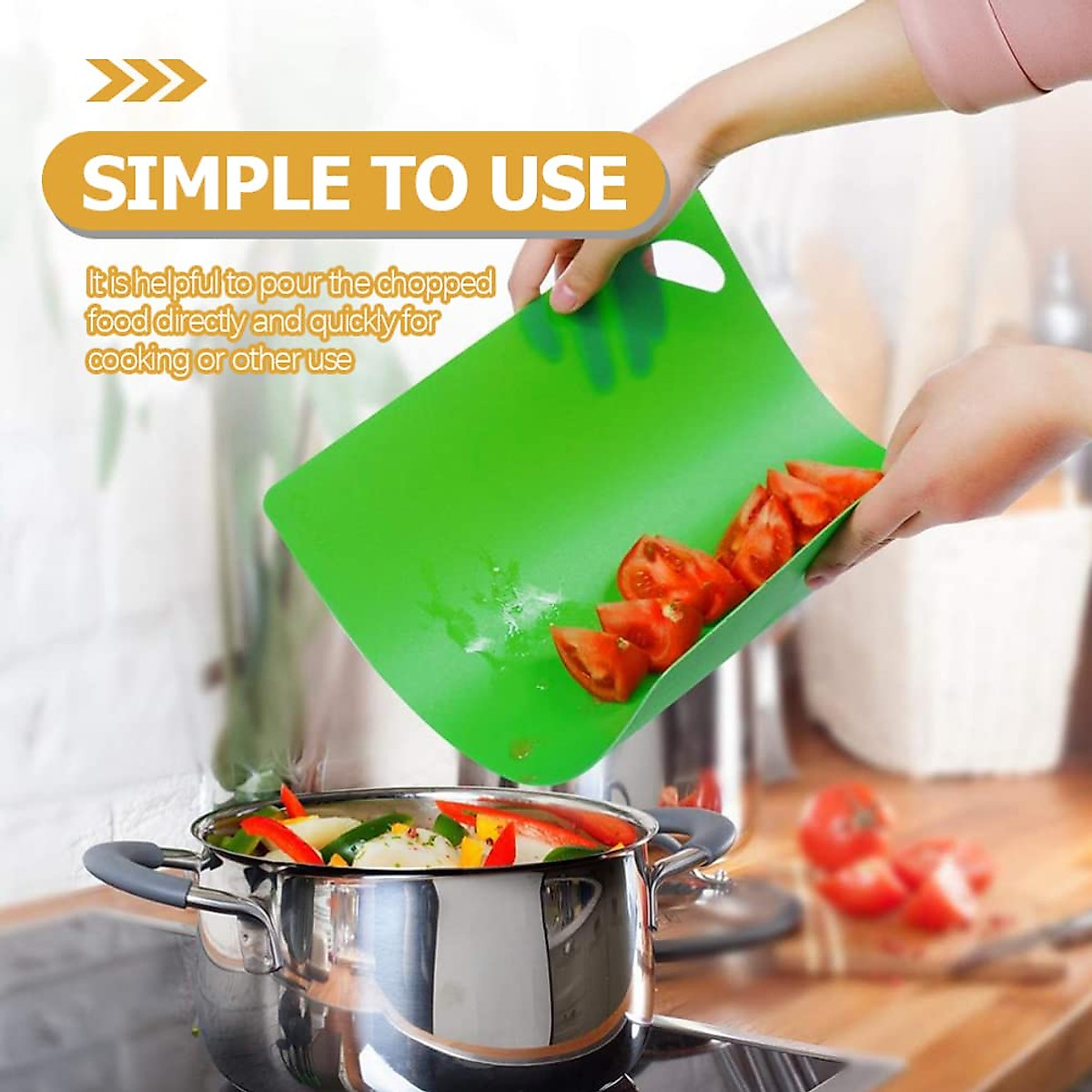 iplusmile Cutting Board Mats Set, Countertop Chopping Block Flexible Plastic Kitchen Chopping Board Colored Mats for Fruit Vegetables Meat, Dishwasher Safe, Set of 4