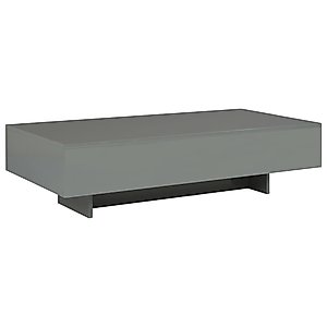 vidaXL Coffee Table Couch Side End Telephone Tea Sofa Table Accent Desk Bedroom Living Room Office Furniture 45.3" Gray MDF High Gloss