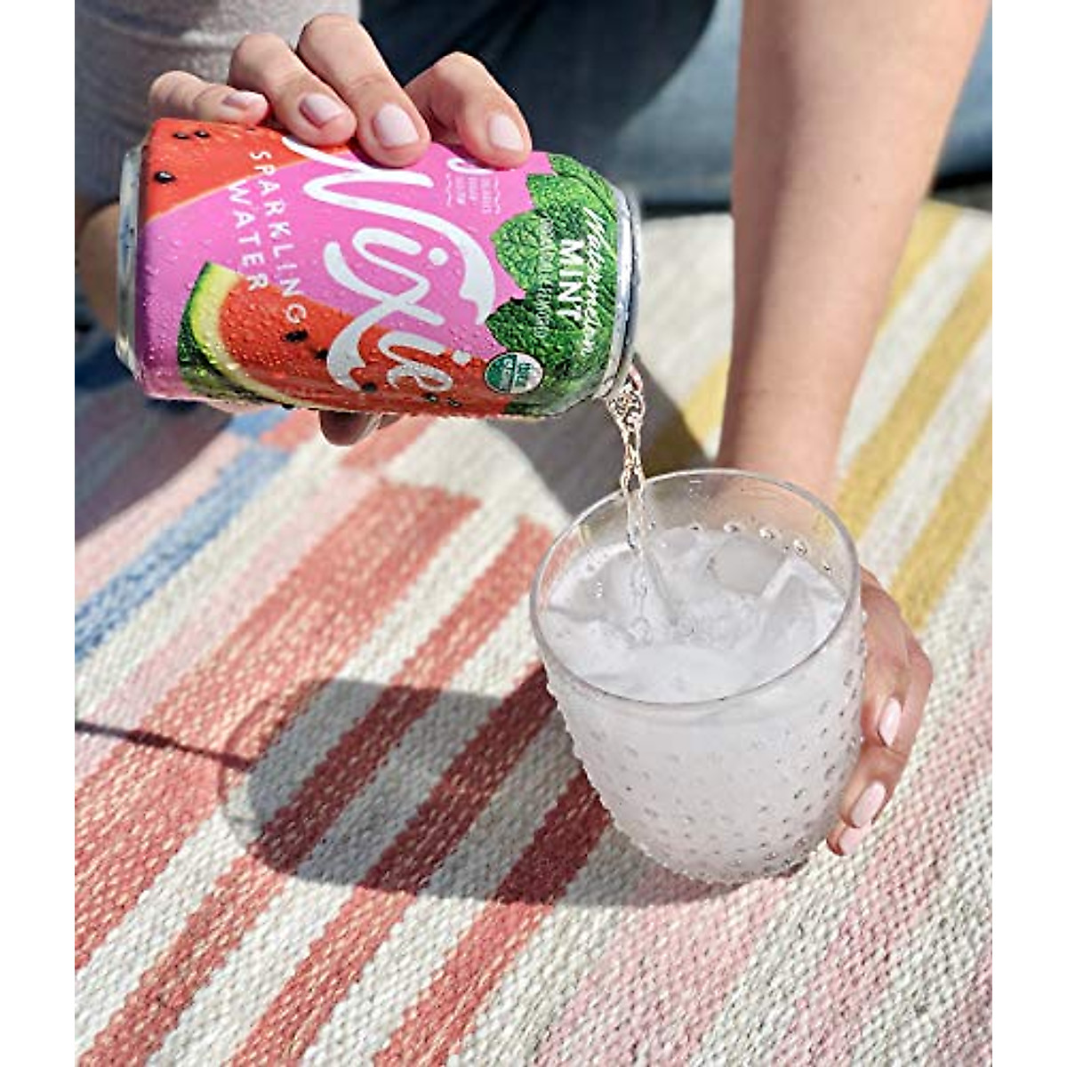 Nixie Sparkling Water, Watermelon Mint | 12 fl oz cans, 24 pack | Organic, Non-GMO, 0 Calories, 0 Sugar, 0 Sodium