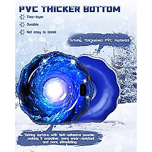 Snow Tube 55" Plus Size, TOSKIESGO Snow Sled for Adults and Kids with 1mm Cold-Proof and Heavy Duty Material, Easy to Carry, Thickening Inflatable Snow Tube with Sturdy Handles