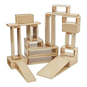 ECR4Kids Hollow Block Set, Wooden Toys, Natural, 18-Piece