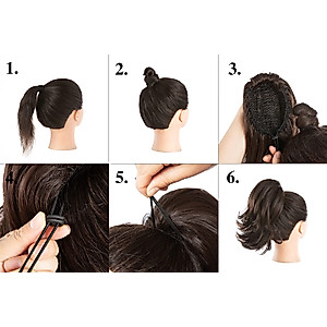 CJL HAIR Short Claw Clip Ponytail Extension Drawstring Curly Fake Faux Jaw Balayage Hairpiece Hair Piece Wavy High Pony Tails Synthetic Heat Friendly Fiber for Women Girls Kids