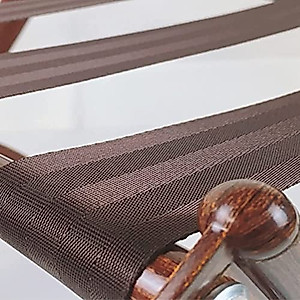 Guest Room Luggage Rack, Folding Suitcase Stand Folding Luggage Rack， Curve Leg Luggage Rack Metal Suitcase Luggage Stand with 6 Straps for Bedroom, Guest Room, Hotel (Color : Brown-A, Size : 59x44x49