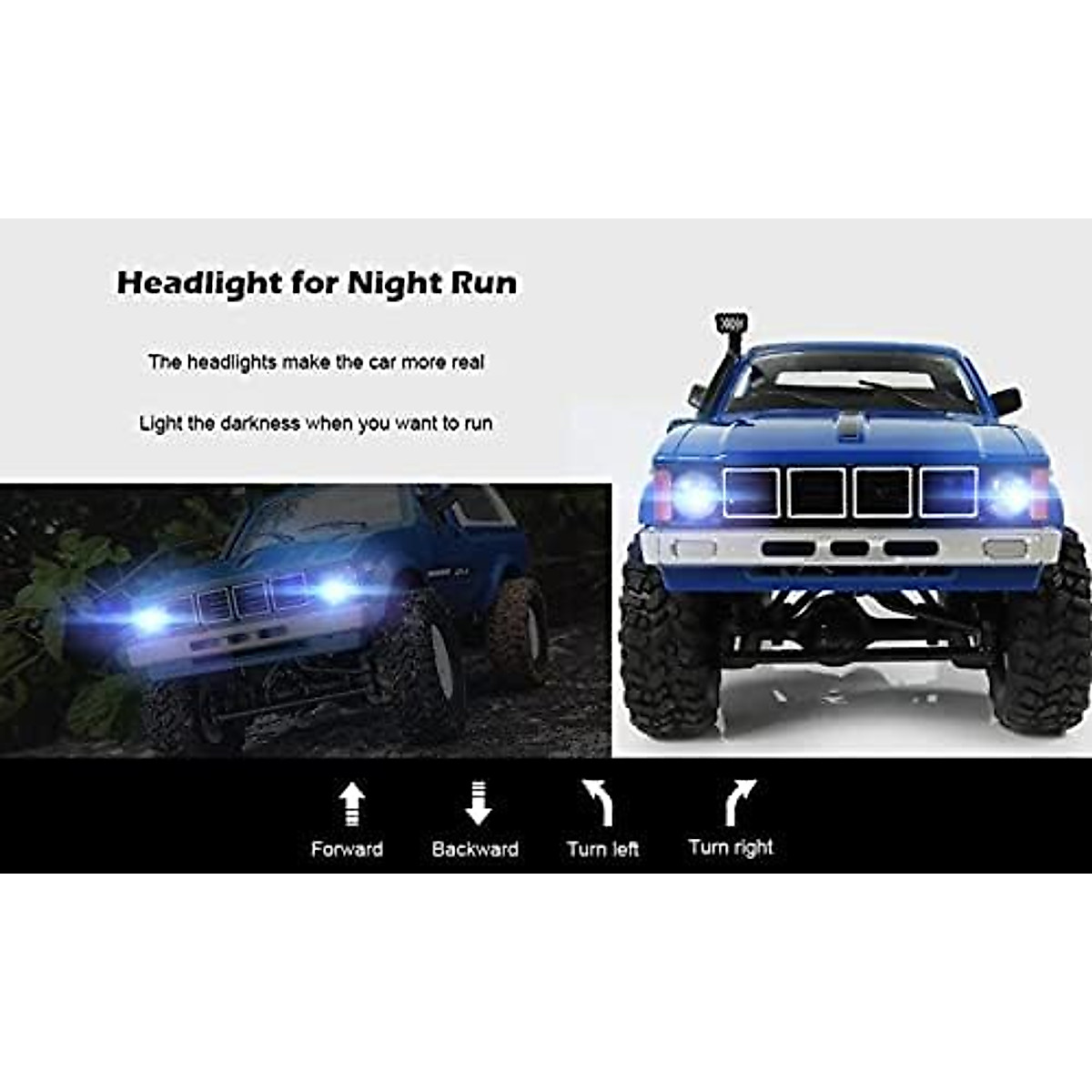 FMTStore WPL C24 1/16 2.4GHz 4WD RC Car Crawler w/Headlight Remote Control Crawler Off-Road Pick-up Truck RTR Toy Boy, Girl and Adult (Red)