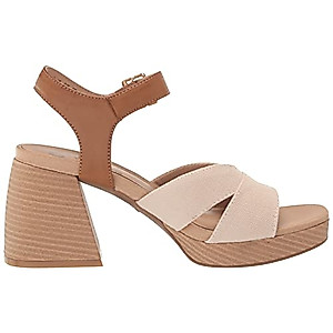 Dr. Scholl's Shoes Women's Mariah Block Heel Sandal Heeled, Light Brown Smooth/Fabric, 6