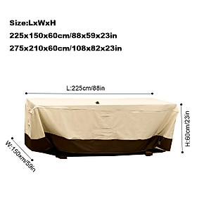 Patio Table Chair Set Cover with Umbrella Hole Water-Resistant Outdoor Furniture Cover Rectangular / Oval Veranda Garden Table Covers (108x82x23in)