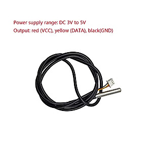 Haldzemo Waterproof 1M DS18B20 Temperature Sensor Digital Stainless Steel Tube Temp Probe 39.3" with XH2.54 Terminal Connector for Arduino (6 Pack)
