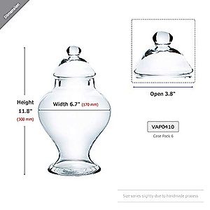 WGV Apothecary Jar, Width 6.7", Height 12", Clear Urn Round Glass Storage Container Fruit Food Cake Candy Liquid Jar with Lid for Wedding Party Ceremony Banquet Event Office Home Decor 1 Piece