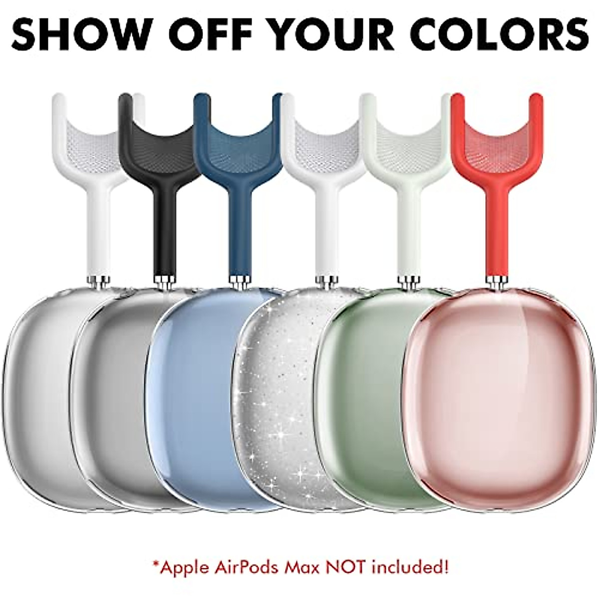 NIUTRENDZ Clear Case for AirPods Max Case Cover Soft TPU Protective Ear Cups Covers Accessories【Anti-Fingerprint, Anti-Scratch & Anti-Dust】 (Glitter)
