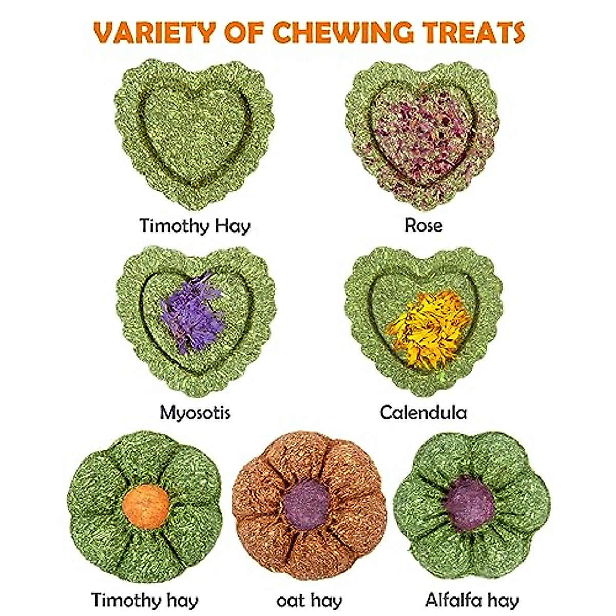 Sofier 14Pcs Timothy Hay Treats Rabbit Toys Bunny Toys Guinea Pig Toys Natural Chews for Teeth Handmade Rabbit Chews and Treats Chinchilla Rat Hamster Gerbil