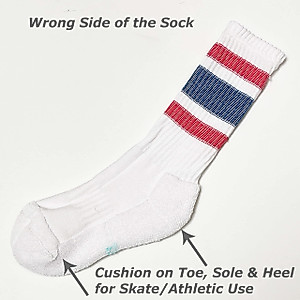 COUVER Unisex Crew White with Red and Blue Stripes,1 Pair, Size Medium