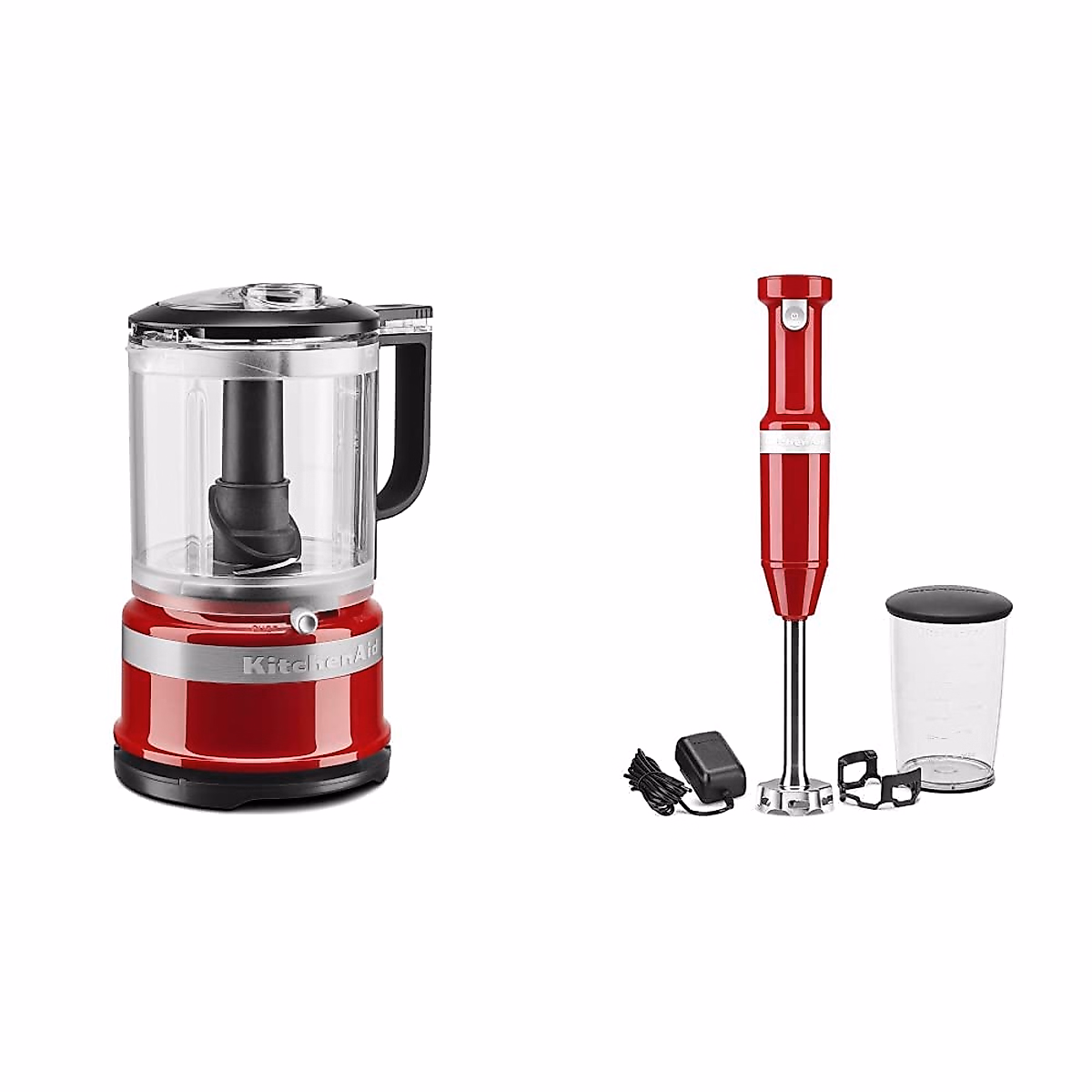 KitchenAid 5 Cup Food Chopper + Cordless Variable Speed Hand Blender Bundle | Empire Red