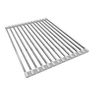 Roll Up Dish Drying Rack, 17 inch Stainless Steel In Sink Dish Drying Rack, Multipurpose Foldable Kitchen Sink Rack Mat for Dishes, Cups, Fruits Vegetables, Multi-Use Drying, Draining