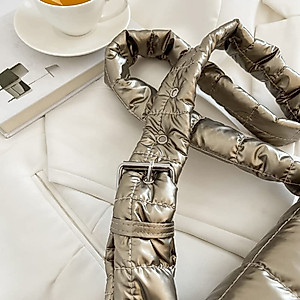 Lushandy Crossbody Bags for Women Quilted Cotton-Padded Bag Check Buckle Flap Shoulder Bag Nylon Work Casual