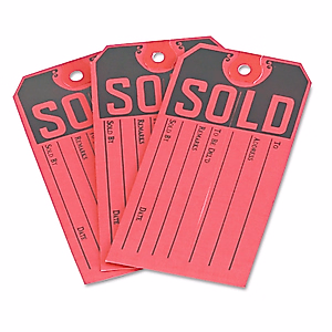 Avery 15161 Sold Tags, Paper, 4 3/4 x 2 3/8, Red/Black (Box of 500)