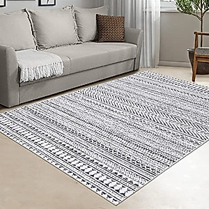 RUGSREAL 9 x 12 Boho Area Rug Machine Washable Area Rug Modern Moroccan Large Carpet Non-Slip Low Pile Area Rug for Home Office Living Room Bedroom, 9' x 12'
