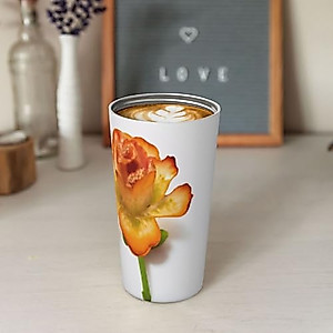 Insulated Coffee Mug Gold Rose Floral 17oz Double Wall Vacuum Stainless Steel Tumbler With Leak-Proof Lid And Handle, Cute Travel Thermos Mug For Cold Hot Drinks