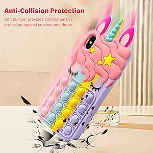 HoneyAKE Fidget Toys Phone Case for iPhone XS iPhone X Case Bubble Bumper Protective Soft Silicone Shockproof Stress Reliever Pop Fun Phone Cover Shell Women Girls Case for iPhone X/XS 5.8Inch,Rainbow