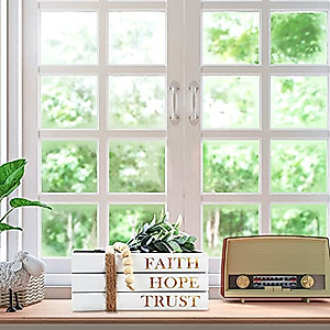 Hardcover Decorative Book,Modern Hardcover Decorative Books,Faith|Hope|Trust(Set of 3) Stacked Books for Decorating Coffee Tables and Bookshelf