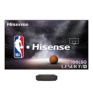 Hisense 100L5G-CINE100A 4K UHD Laser TV, UST Ultra Short Throw Projector with 100" ALR Screen, 2700 ANSI Lumens, Android TV, HDR10, 30W (Stereo) Dolby Atmos, Built-in Alexa and Google Assistant