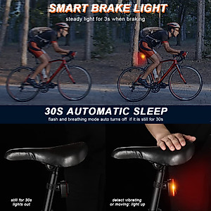 ONVIAN Bike Tail Light Alarm, USB Rechargeable Bicycle Brake Rear Light for Night Riding, Bike Alarm with Remote Bike Horn for Motorcycle Bicycle Scooter Volume Adjustable