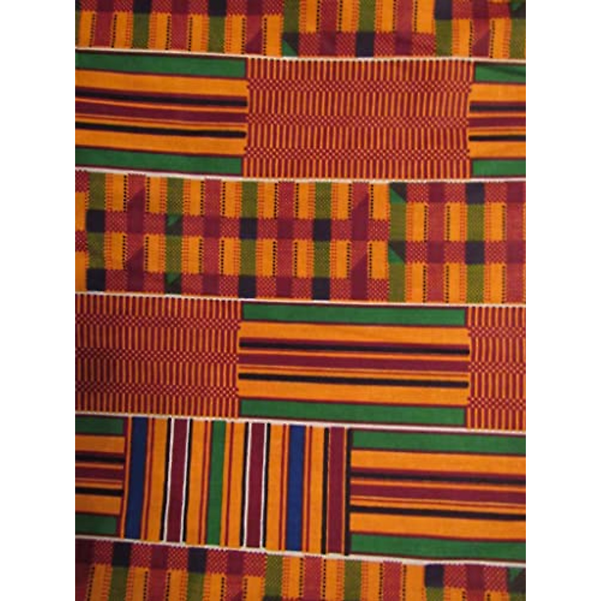 African Kente Print #3- Serengeti Fabric (1 Yard) Kente African Print Fabric Cotton 44" Wide Head wrap Head tie Scarf Choir African Dance Black History Month African American Men Women Kids