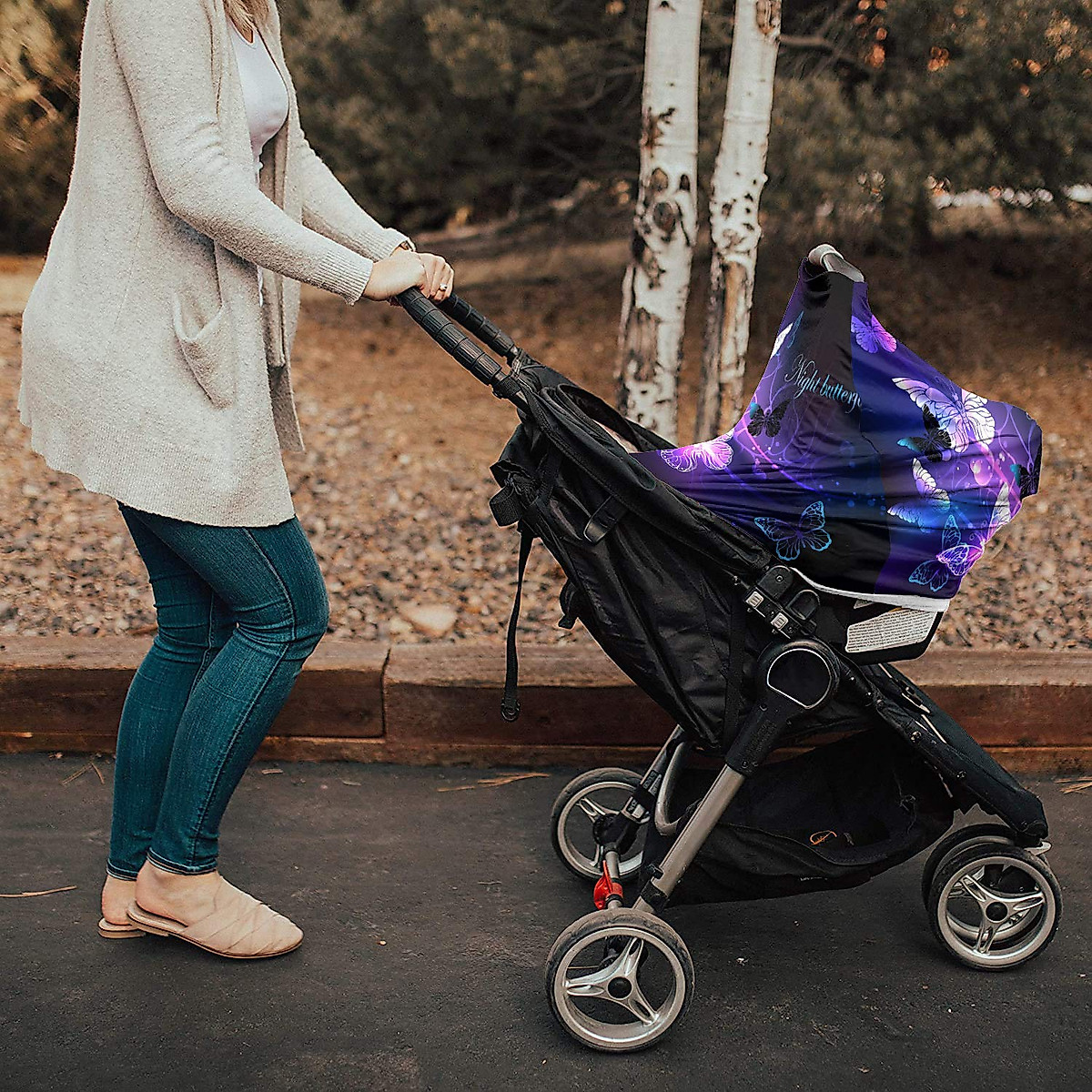 Nursing Covers for Breastfeeding Baby Stroller and Car Seat Combo Night Butterfly Carseat Canopy Baby Cart High Chair Infinity Scarf