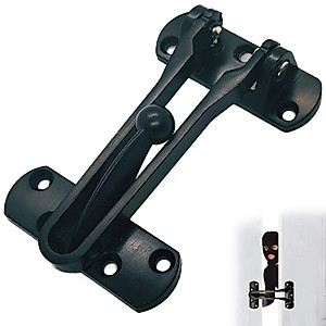 Door Latch Security Bar Locks for Front Door,Thicken Solid Aluminium Alloy Door Stopper Security Home Reinforcement Lock for Swing-in Doors (3 Pack Black)