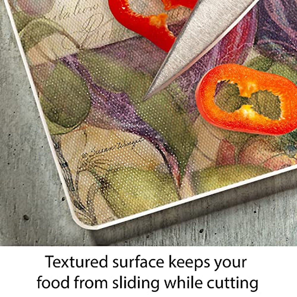 CounterArt Wine Country Decorative 3mm Heat Tolerant Tempered Glass Cutting Board 10” x 8” Manufactured in the USA Dishwasher Safe